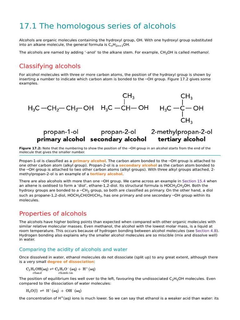 Alcohol Carboxylic Acid and Ester Chapter | PDF | Ester | Chemical ...