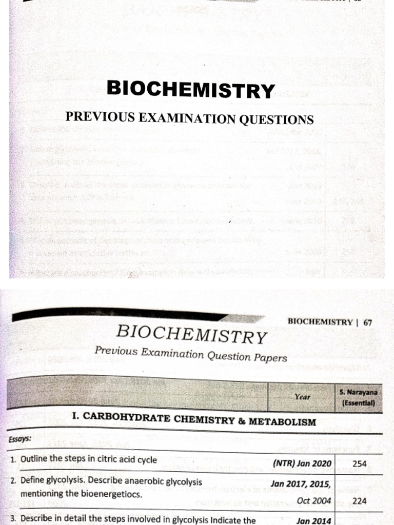 Biochemistry (BDS) Questions Bank | PDF