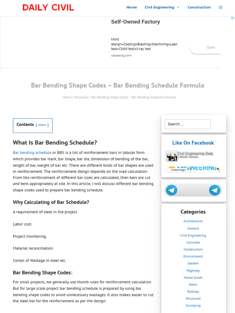 Bar Bending Shape Codes - Bar Bending Schedule Formula | PDF | Civil ...