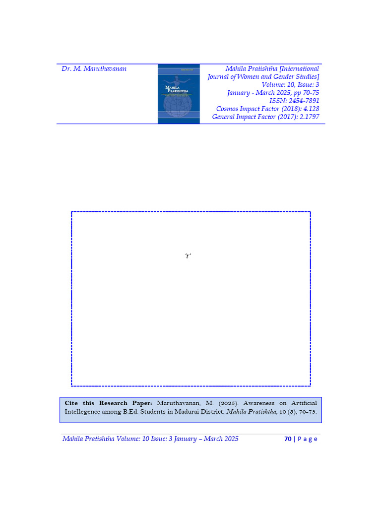 Awareness On Artificial Intelligence Among B.Ed. Students in Madurai ...