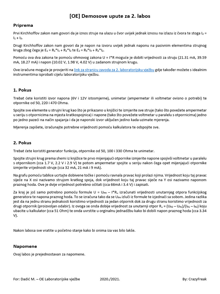 OE - Demosove Upute Za 2. Labos | PDF