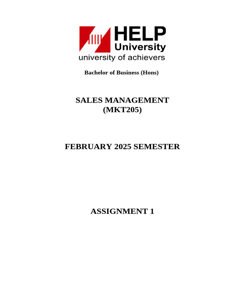UFM MKT205 Assignment 1 2 - Feb 2025 Semester | PDF | Sales | Marketing