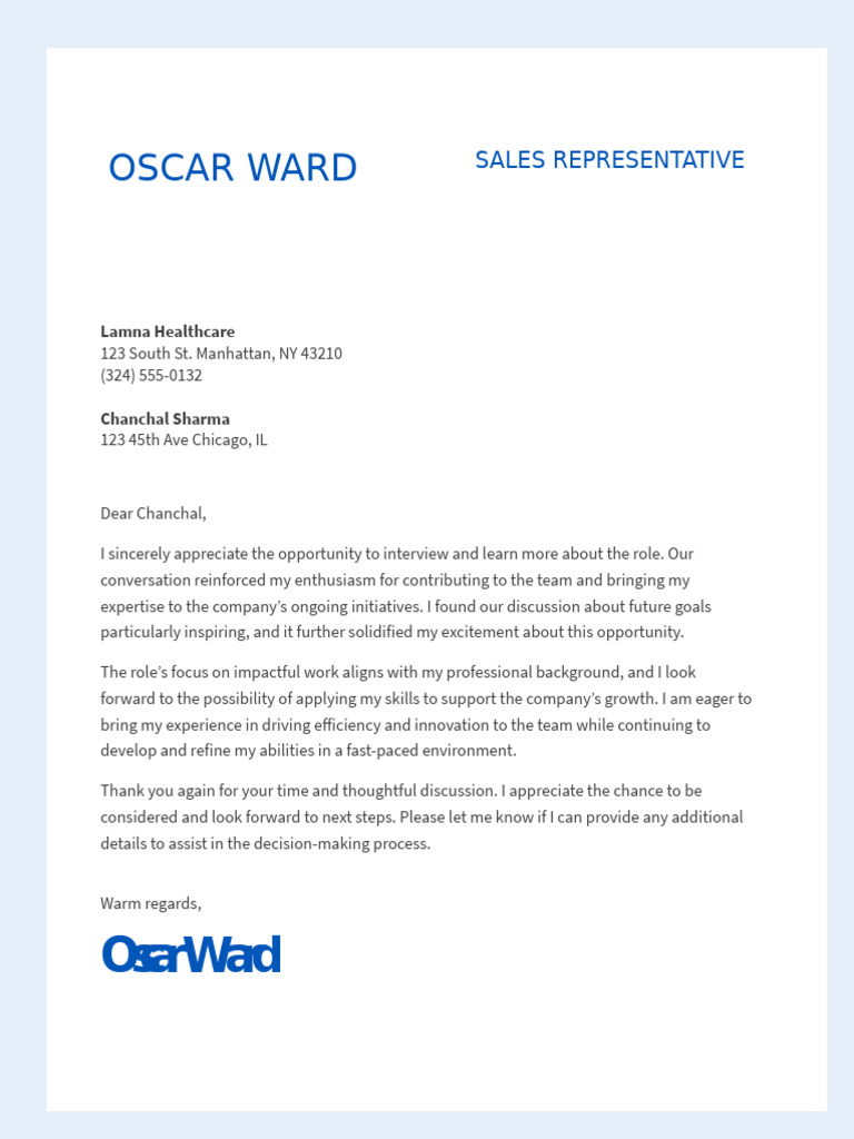 Post Interview Thank You Letter | PDF