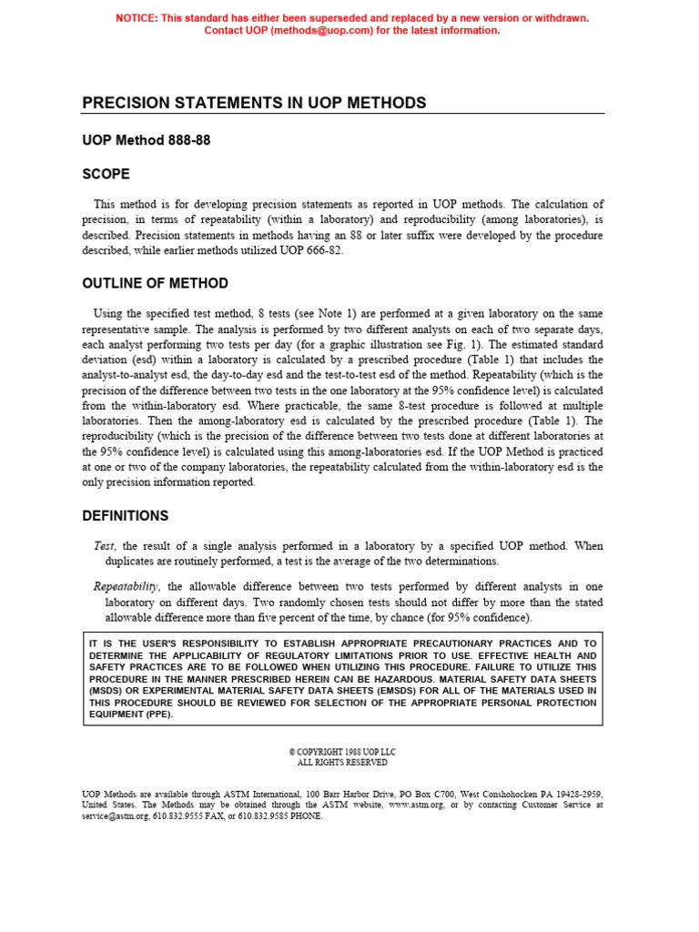 UOP 888-88 Precission Statement in UOP Methods | PDF | Analysis Of ...