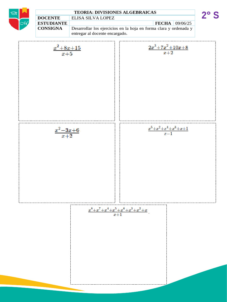 2°s Divisiones Algebraicas | PDF