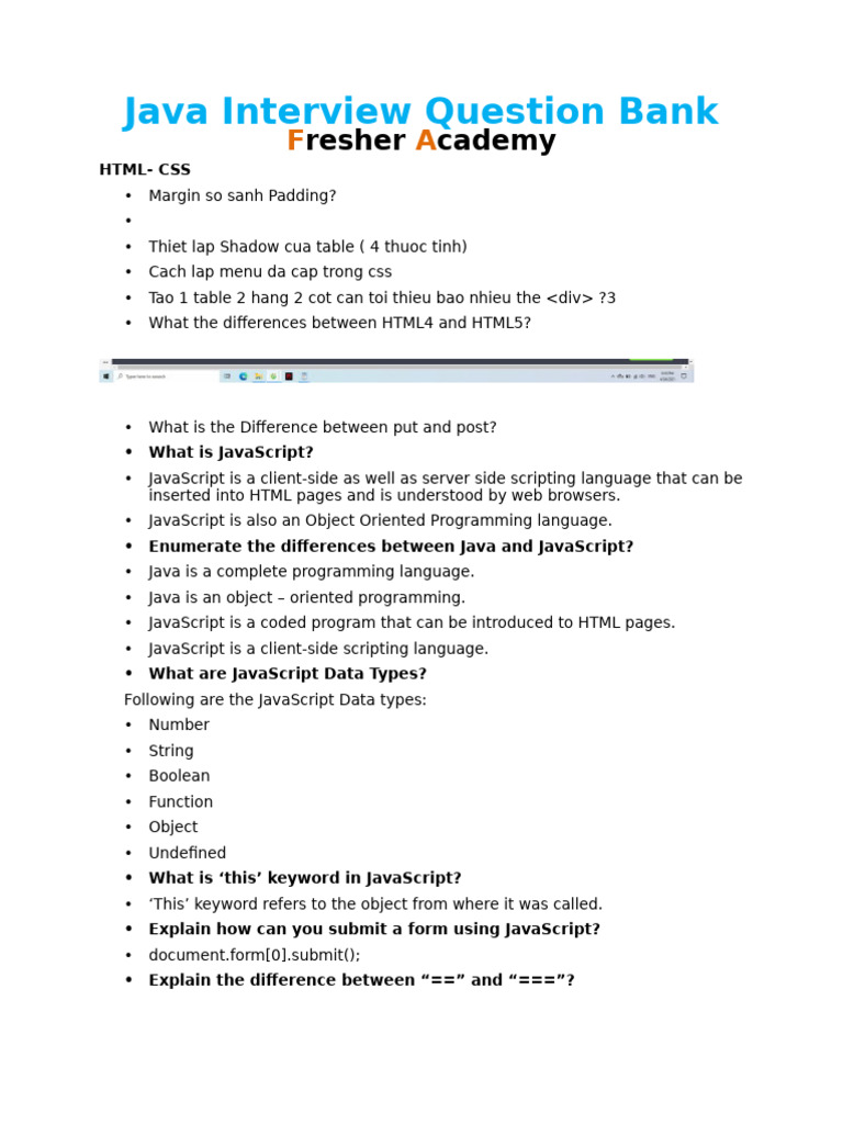 FrontEnd Interview Question Bank | PDF