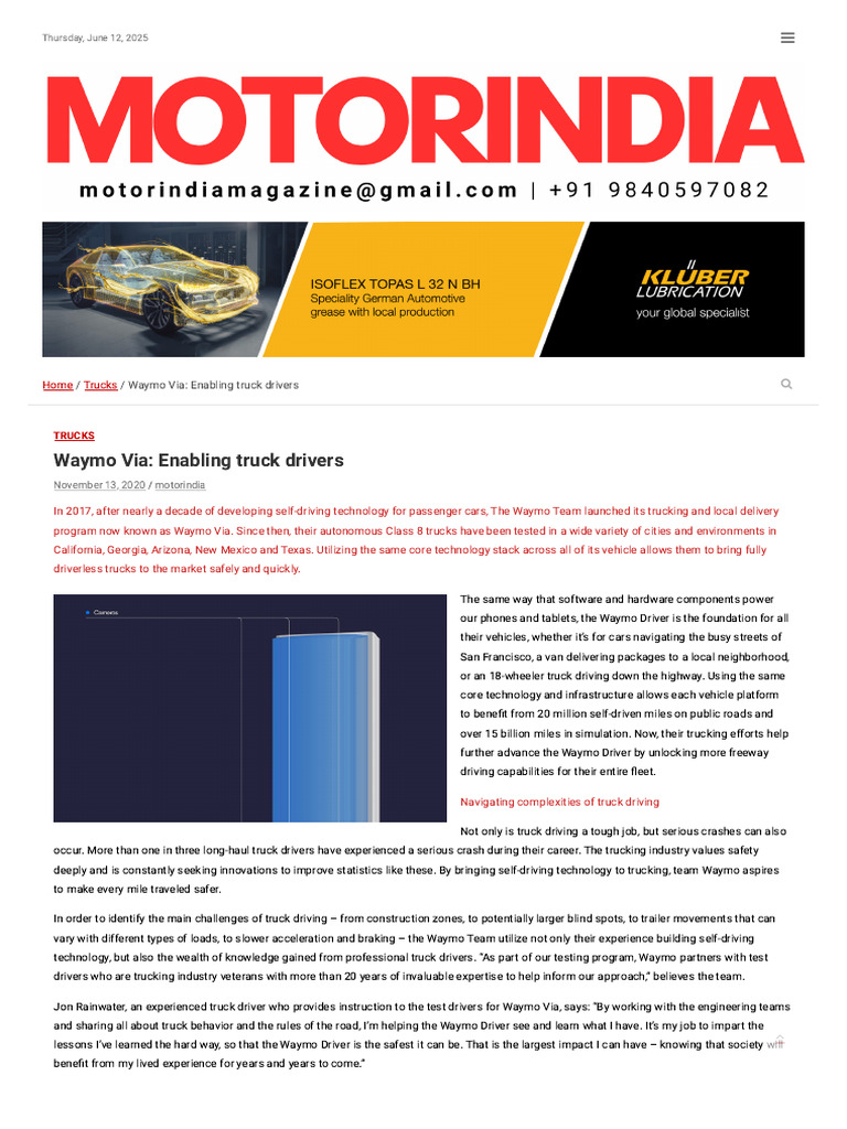 Waymo Via - Enabling Truck Drivers - Motorindia | PDF | Waymo | Truck