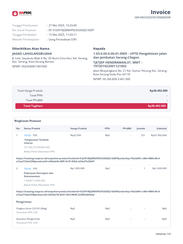 Invoice INAPROC | PDF