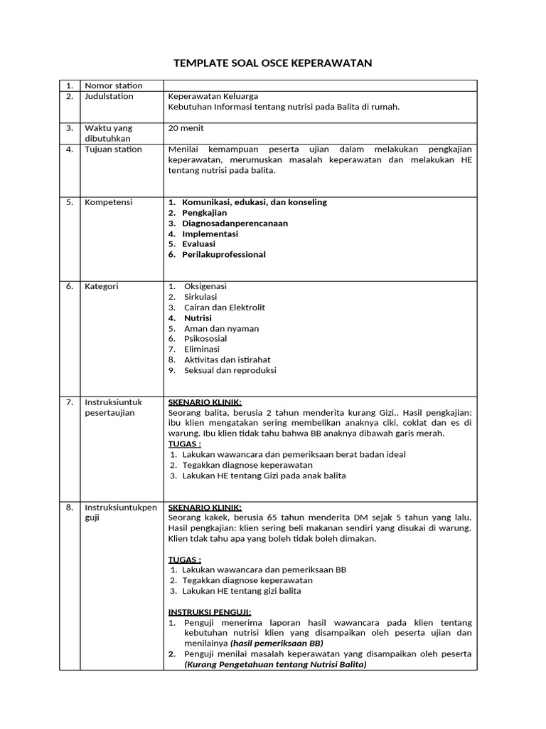 Dedi Supriadi Template Soal Osce Kep. Keluarga | PDF