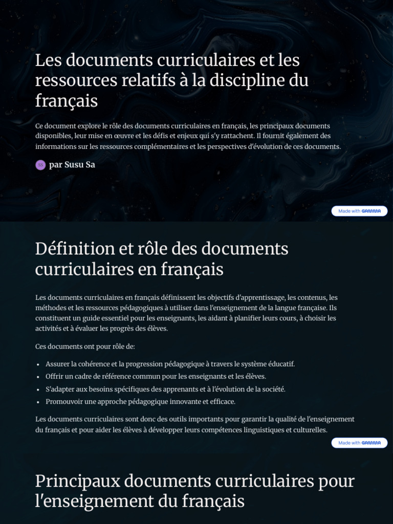 Les Documents Curriculaires Et Les Ressources Relatifs A La Discipline ...