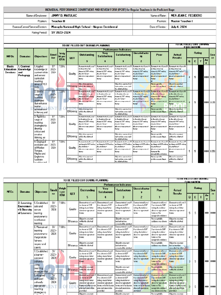 EIPCRF 2023-22024 - Jimmy Matulac | PDF