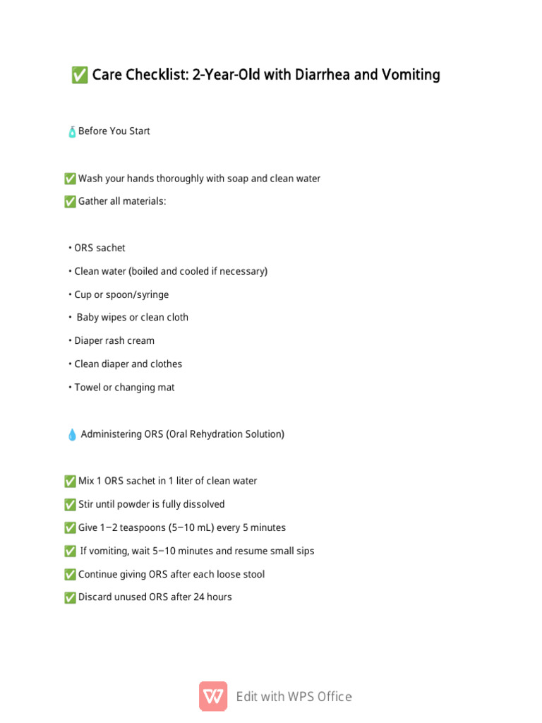Care Checklist - HE-WPS Office | PDF