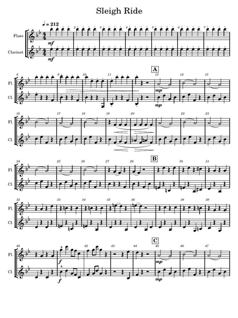 Cello Piano Sleigh Ride | PDF | Compositions | Classical Music