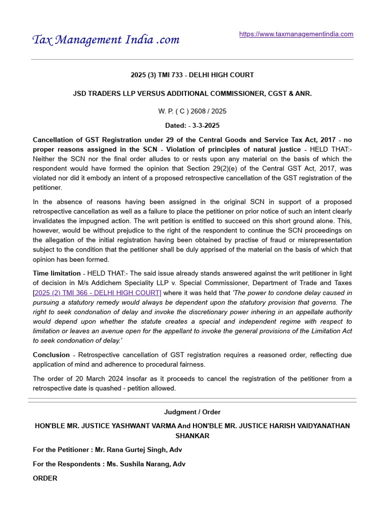 2025 (3) Tmi 733 - HC - JSD Traders LLP Versus Additional Commissioner ...