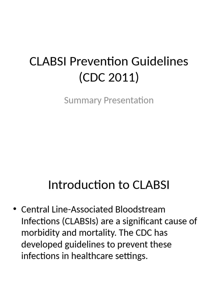 Clabsi Prevention CDC 2011 Summary Detailed | PDF | Infection | Hand ...