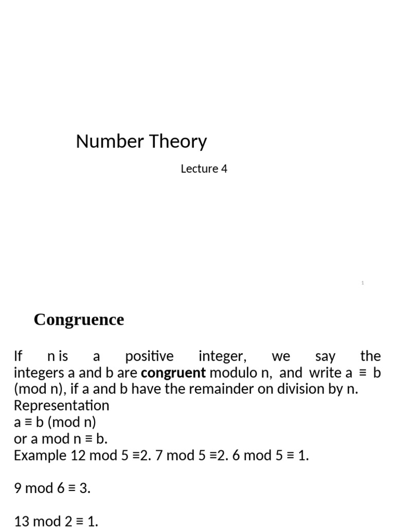 NumberTheory Lecture 4 06042022 102216pm | PDF