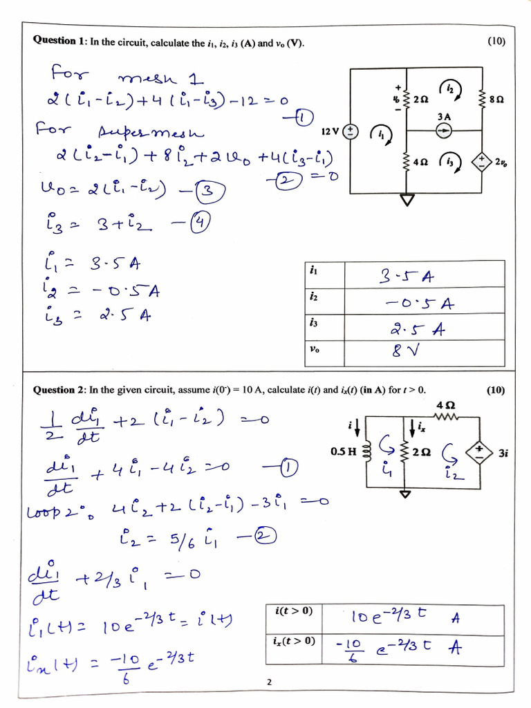 Es Mid Sem Solution 2025 | PDF | Electronic Circuits ...