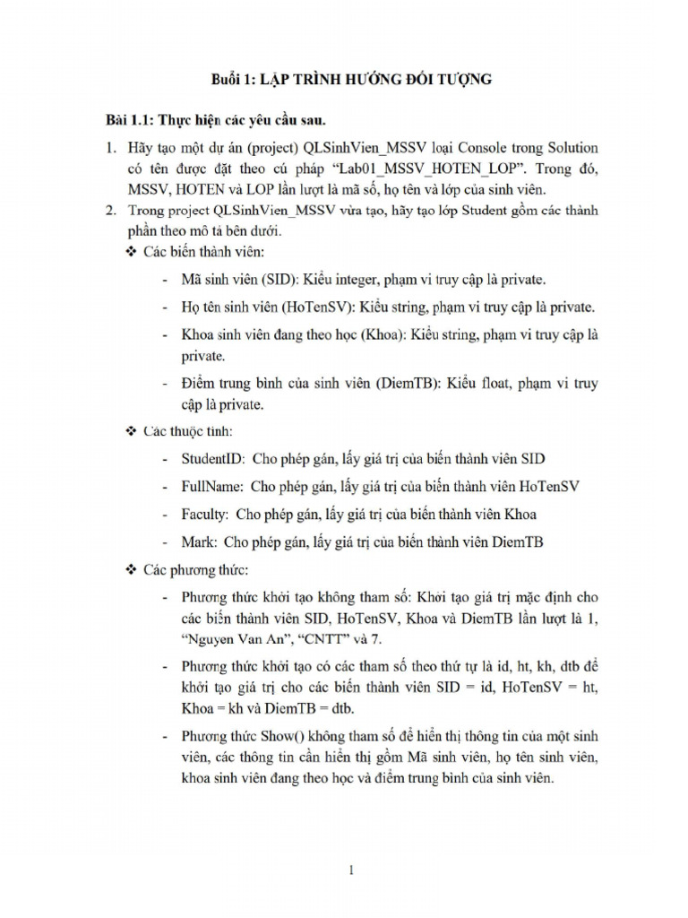 Buoi 1 - Lap Trinh Huong Doi Tuong - Image | PDF