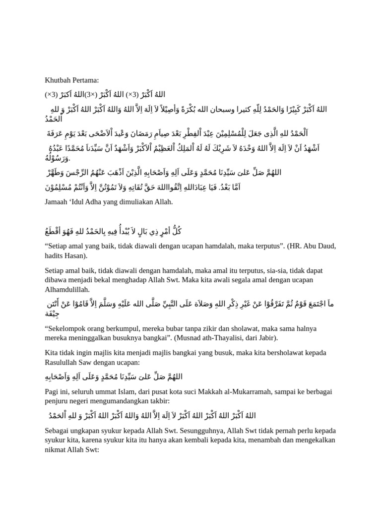 Teks KHutbah Idul Adha | PDF