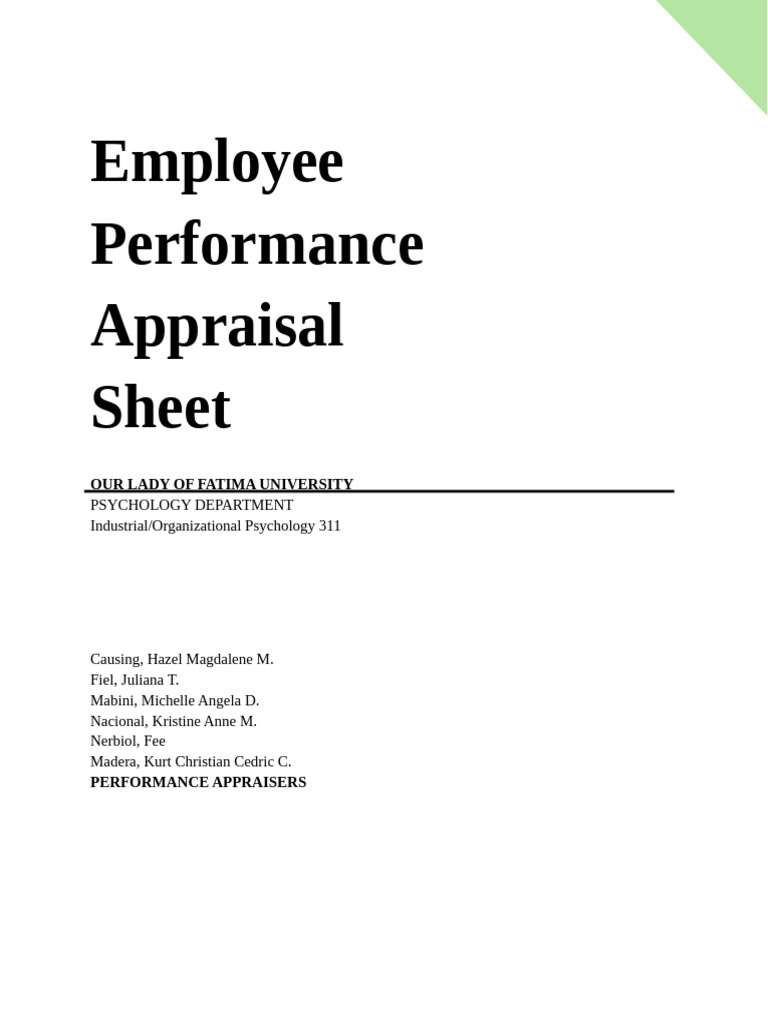 Performace Appraisal Sample | PDF | Performance Appraisal | Psychology