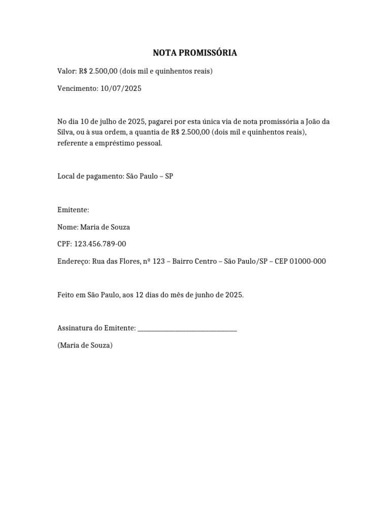 Nota Promissoria Modelo | PDF