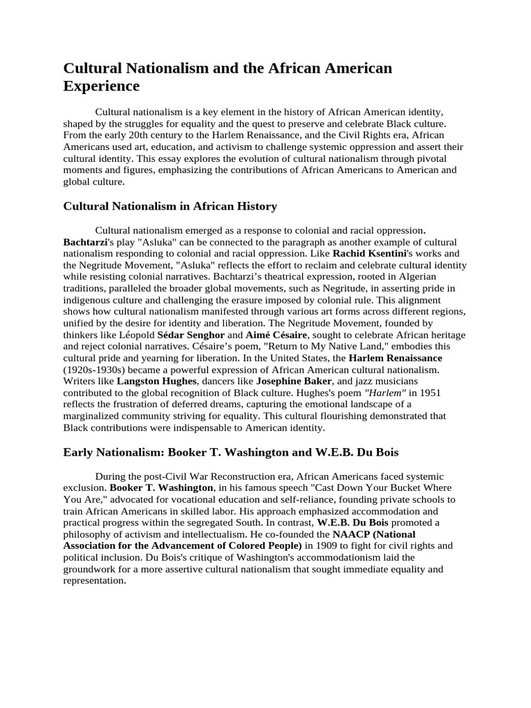 African American Cultural Nationalism | PDF | W. E. B. Du Bois ...