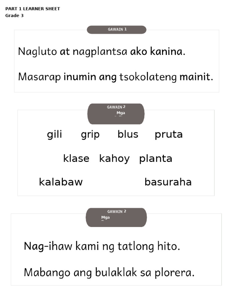 Grade 3 Filipino Reading Activities | PDF | Applied Linguistics ...