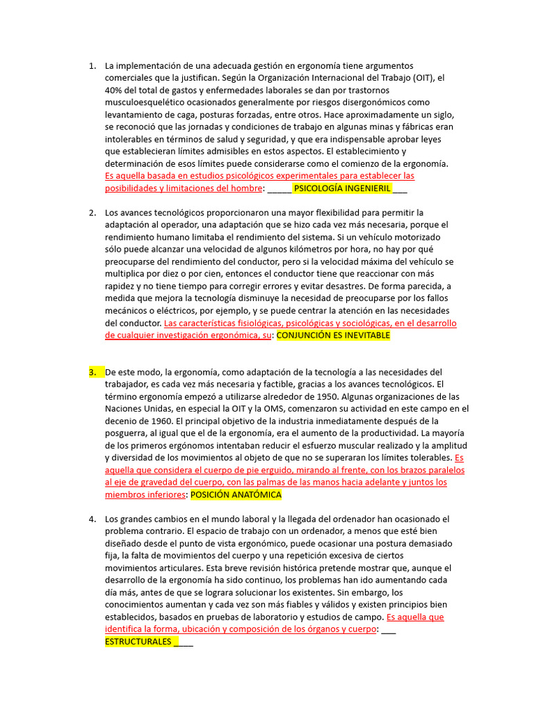 Preguntas Ergo | PDF