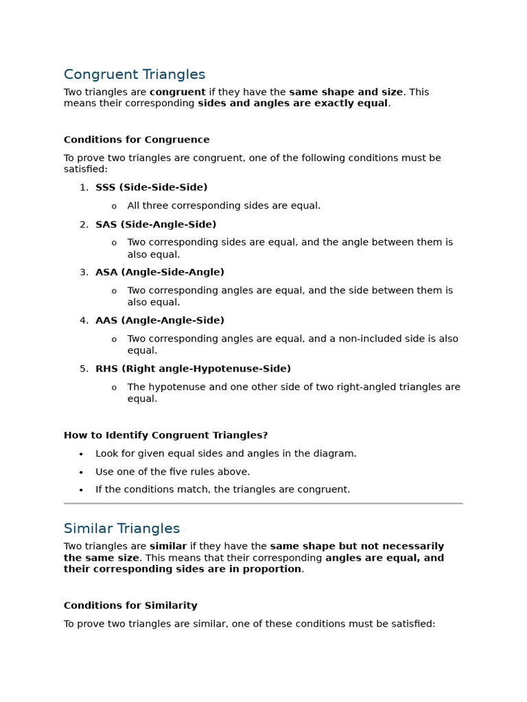 Congruent and Similar Triangles | PDF