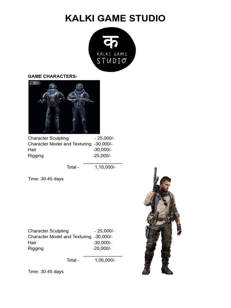 Price List by Kalki Game Studio | PDF | Graphics
