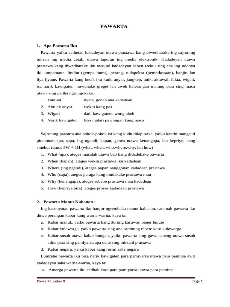 Teks PAWARTA | PDF