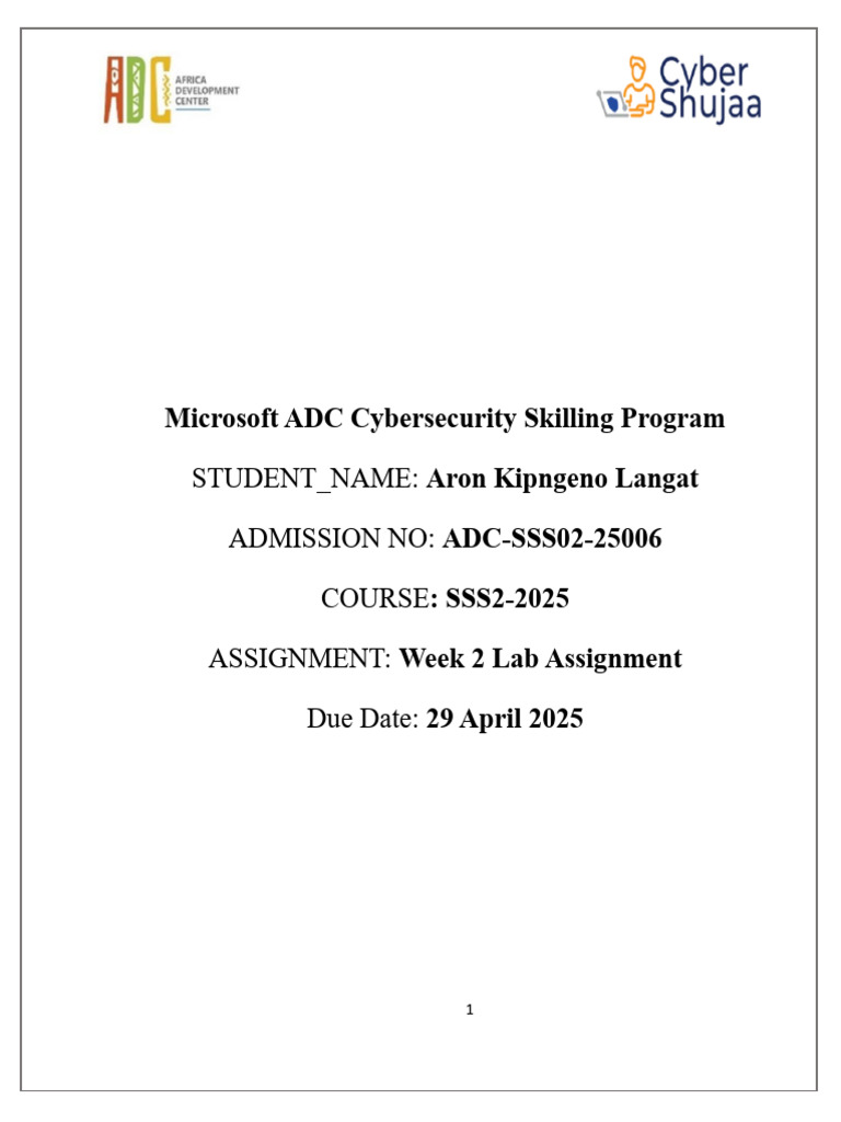 Aron Langat ADC SSS02 25006 | PDF | Cloud Computing | Computer Security