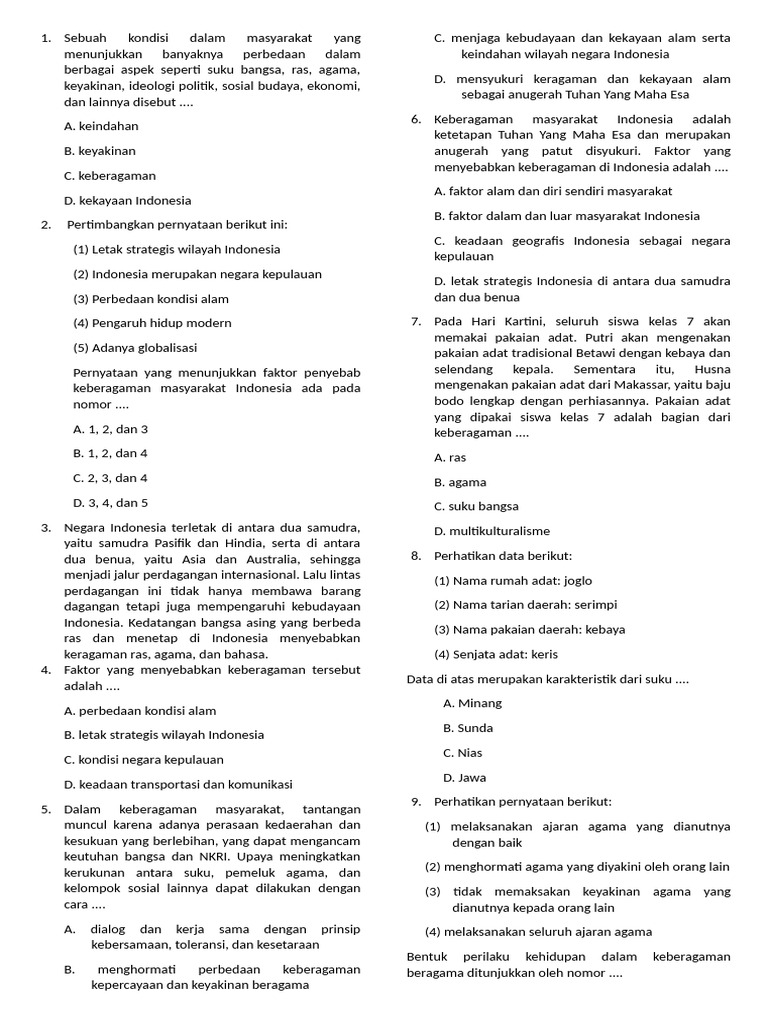 Latihan Soal PKN Kls Vii | PDF