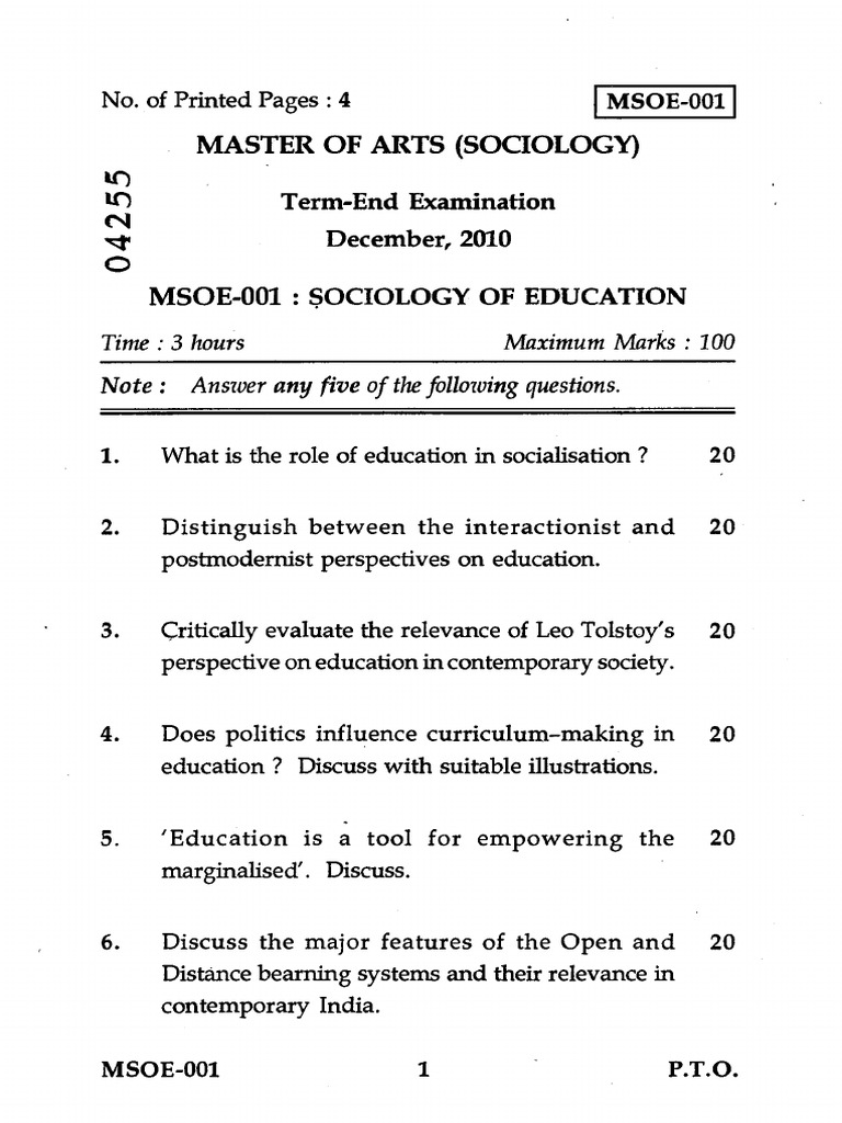 Ignou Msoe-001 Till June 2023 | PDF | Sociology | Affirmative Action