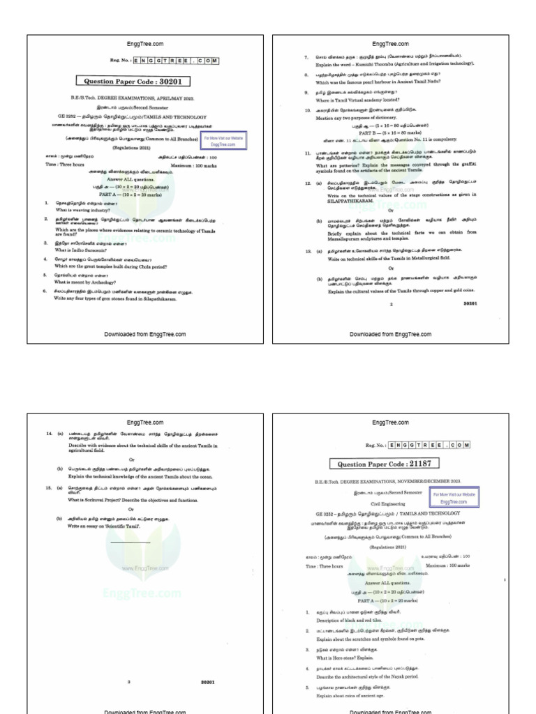 GE3252 Tamils and Technology Apr May 2023 Question Paper Download (3 ...