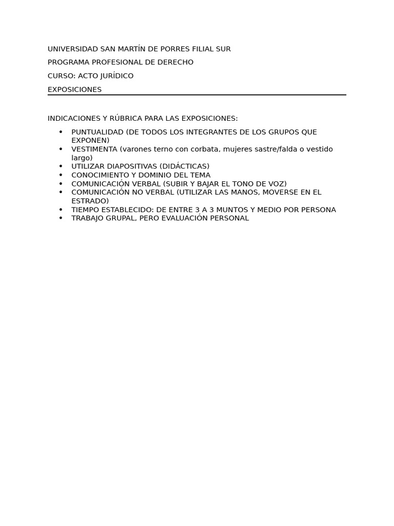 Rubrica para Exposiciones | PDF