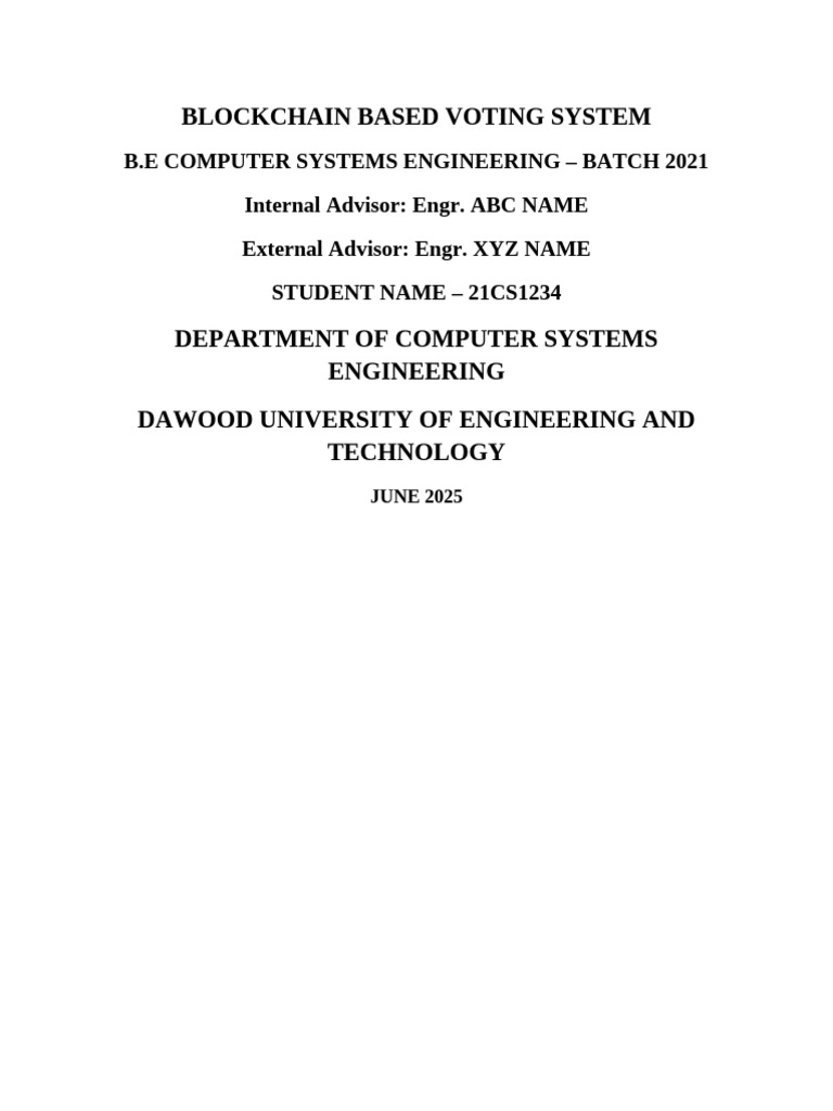 FYP Blockchain Voting Report | PDF