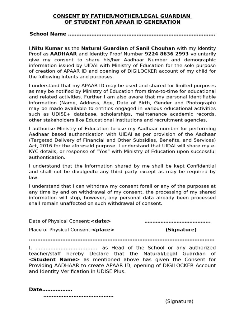Consent Form APAAR Modified Approved | PDF