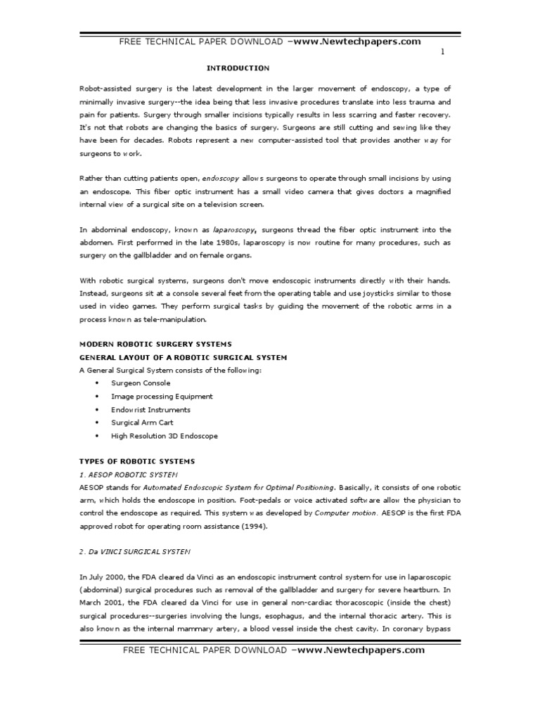 Aesop Robotic System | PDF | Surgery | Endoscopy