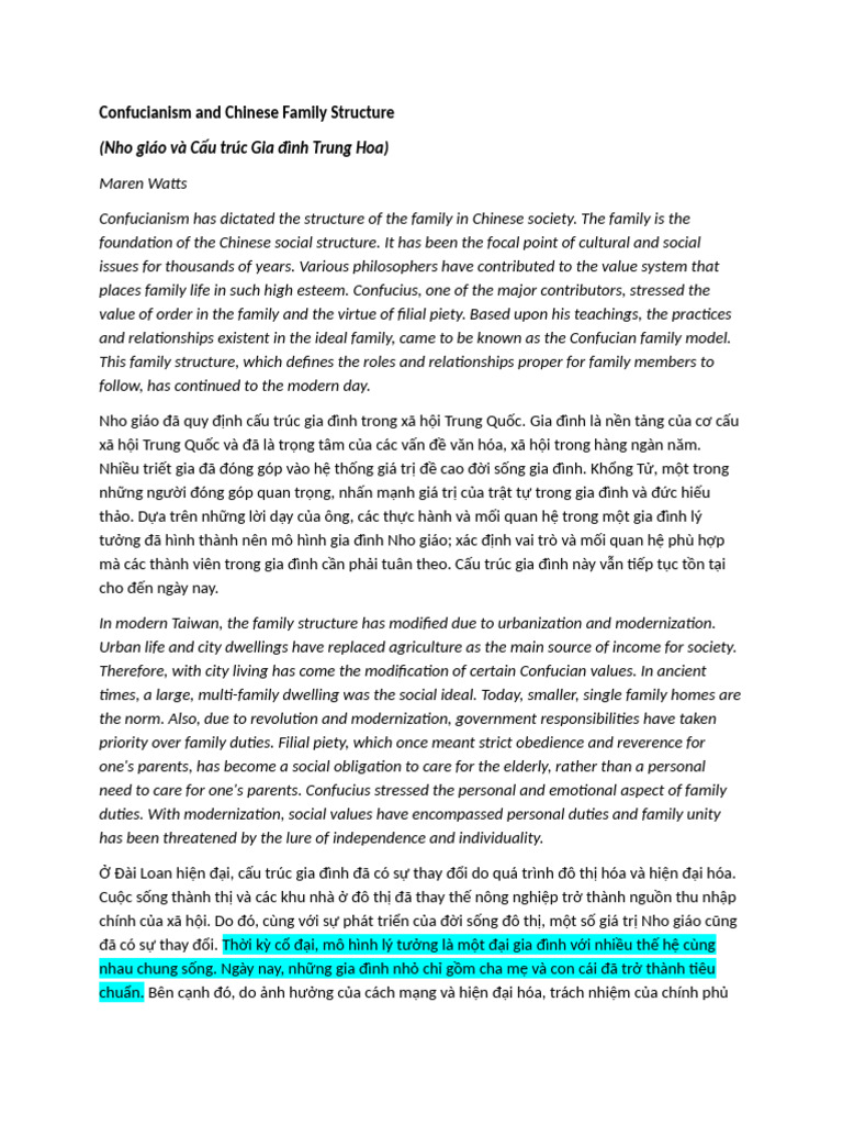 Confucianism and Chinese Family Structure | PDF