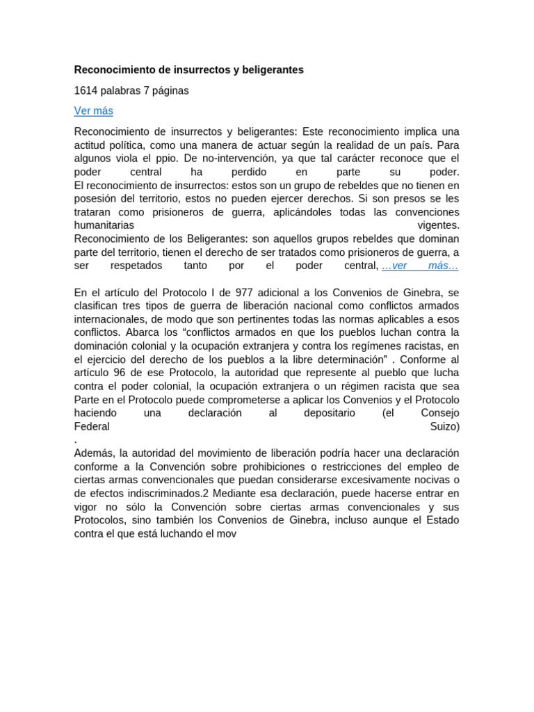 Reconocimiento de Insurrectos y Beligerantes | PDF