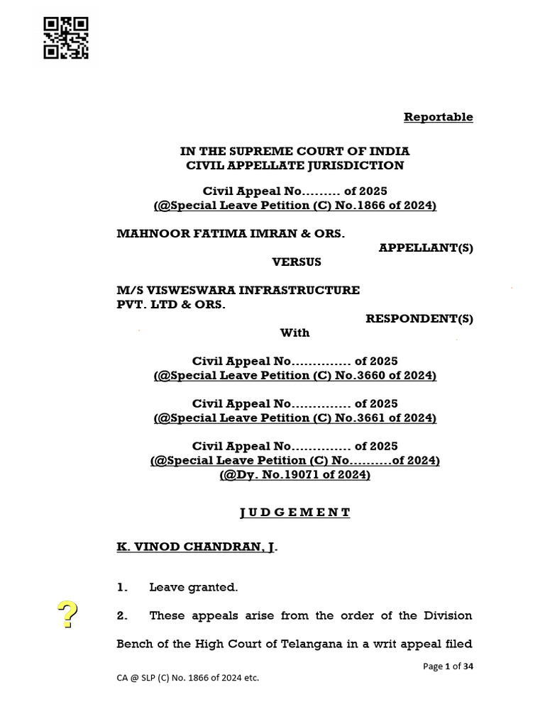 Mahnoor Fatima Imran vs. Visweswara Infra | PDF | Lawsuit | Deed