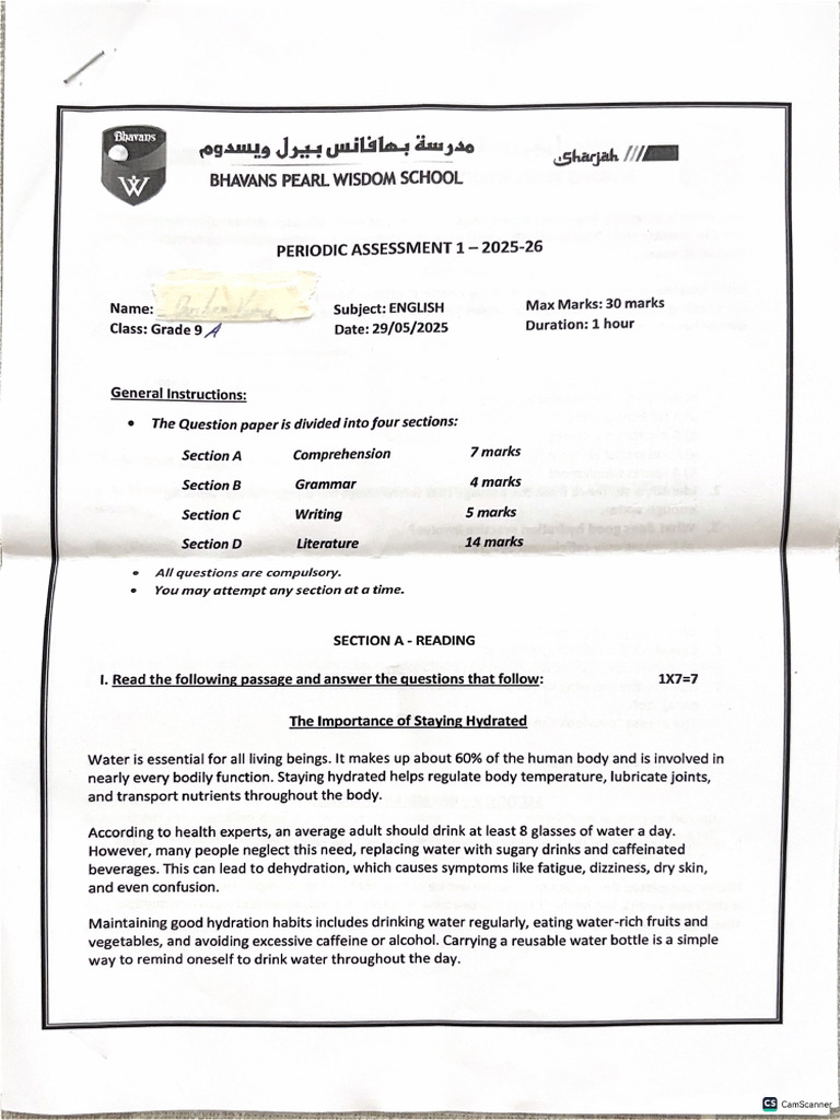 Periodic Assessment Class 9 | PDF