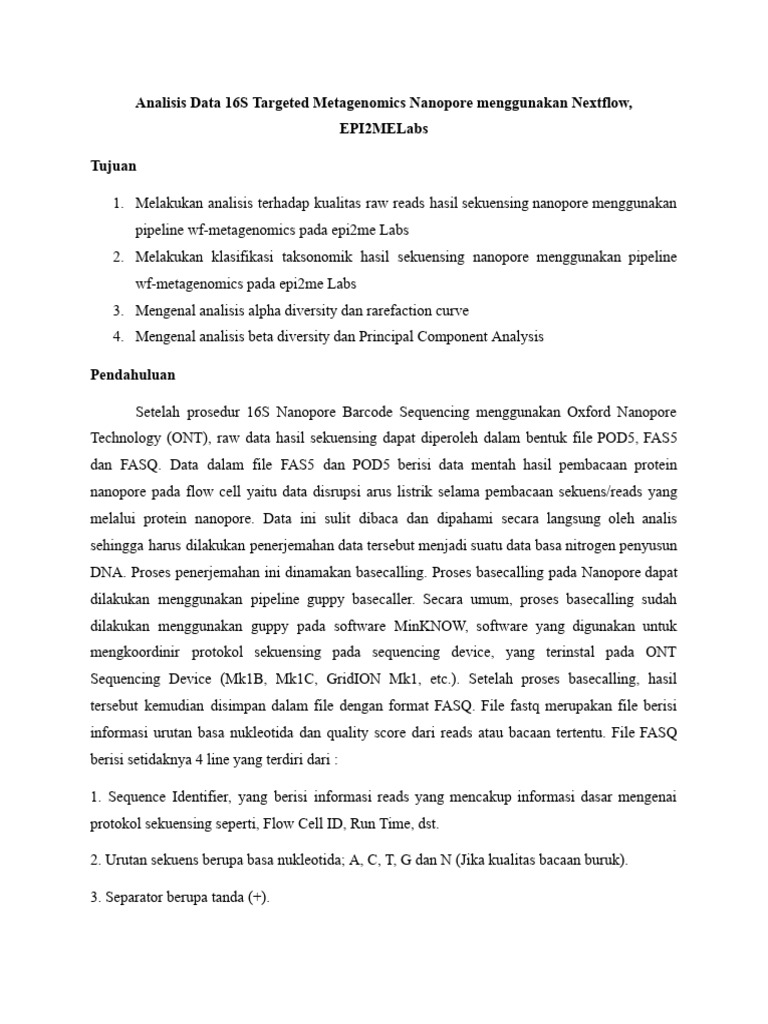 Analisis Data 16S Targeted Metagenomics Nanopore Menggunakan Nextflow, EPI2MELabs | PDF