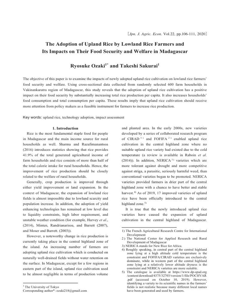 The Adoption of Upland Rice | PDF | Rice | Agriculture
