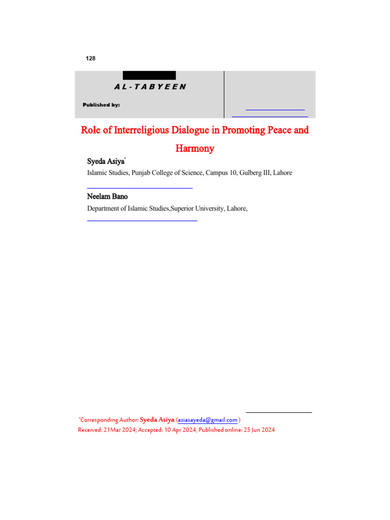 Interreligious Dialogue | PDF | Interfaith Dialogue | Pakistan