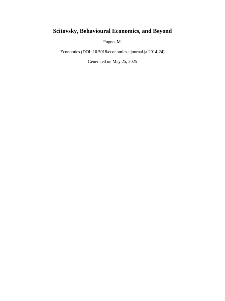 Scitovsky Behavioural Economics and Beyond | PDF | Economics | Market ...