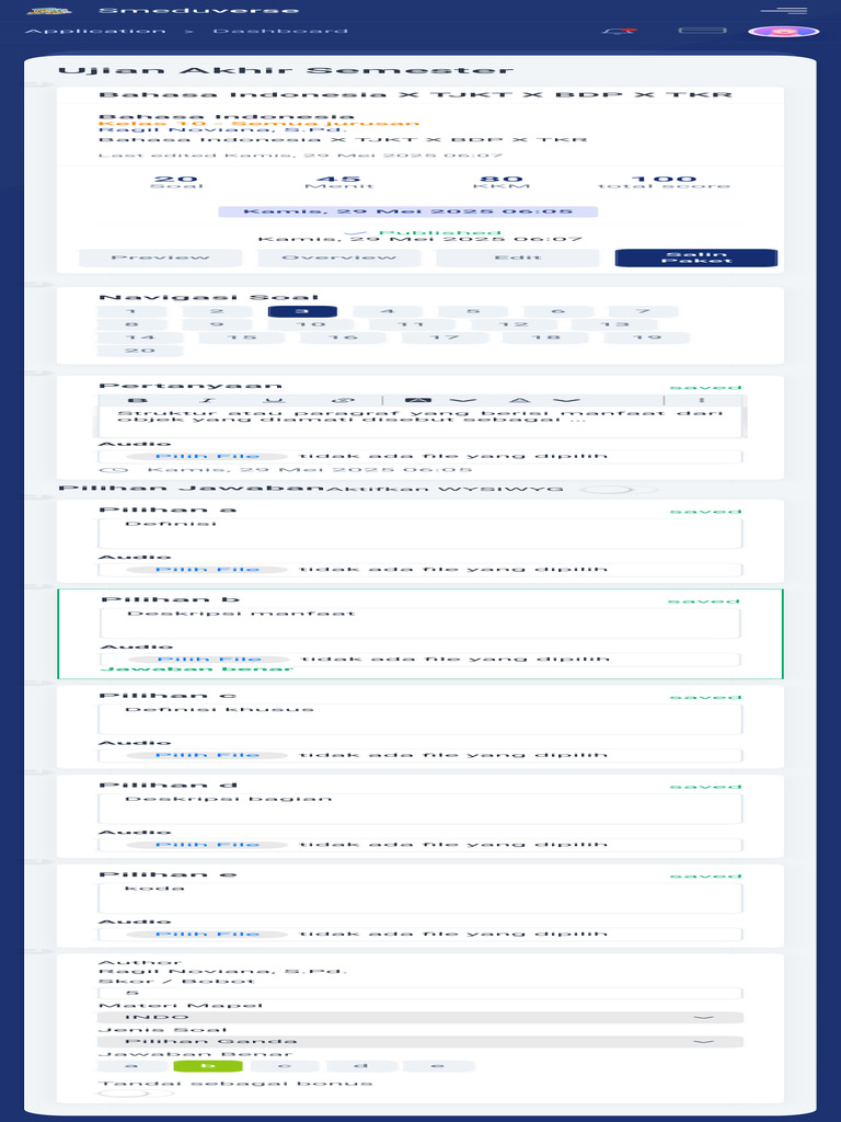 Bahasa Indonesia X TJKT X BDP X TKR - Smeduverse Dashboard | PDF