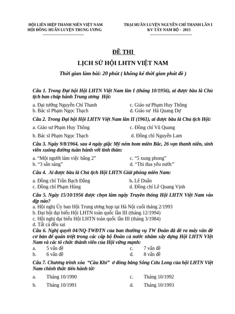Lich Su Hoi LHTN Viet Nam | PDF