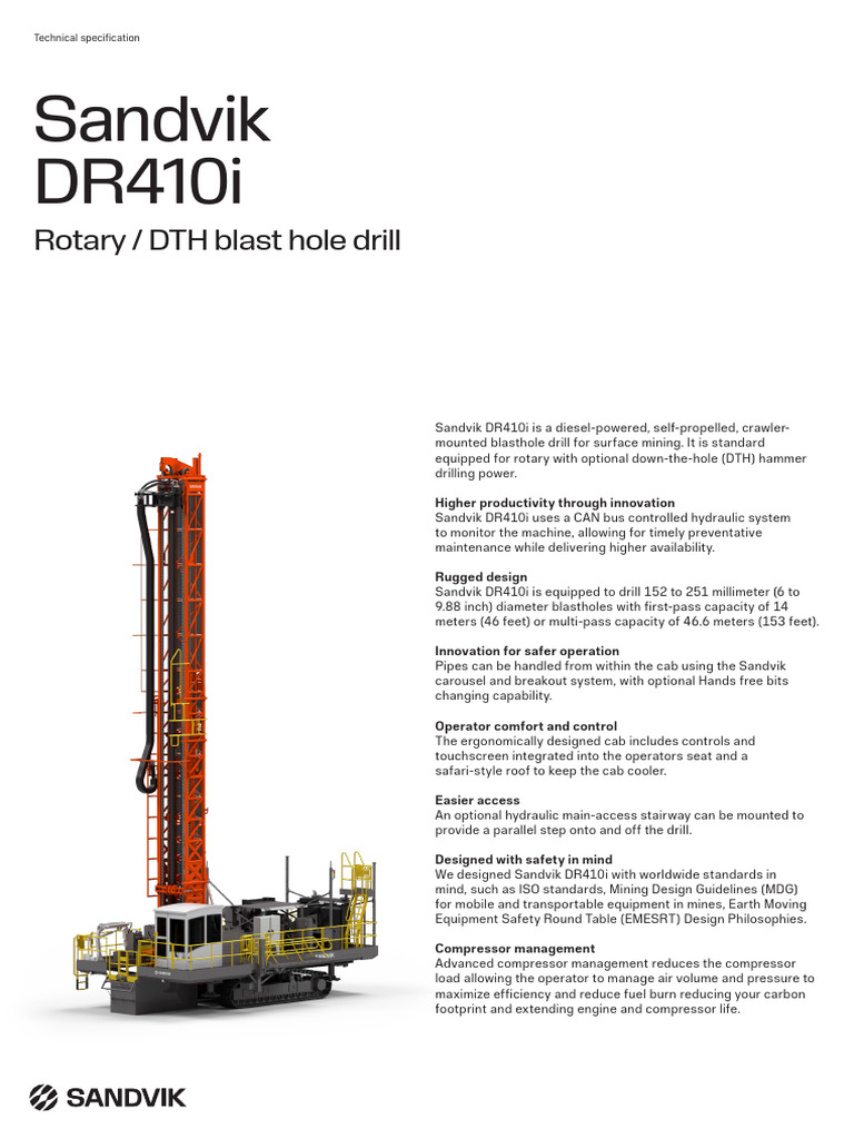 Dr410i Specification Sheet English | PDF | Drill | Mechanical Engineering